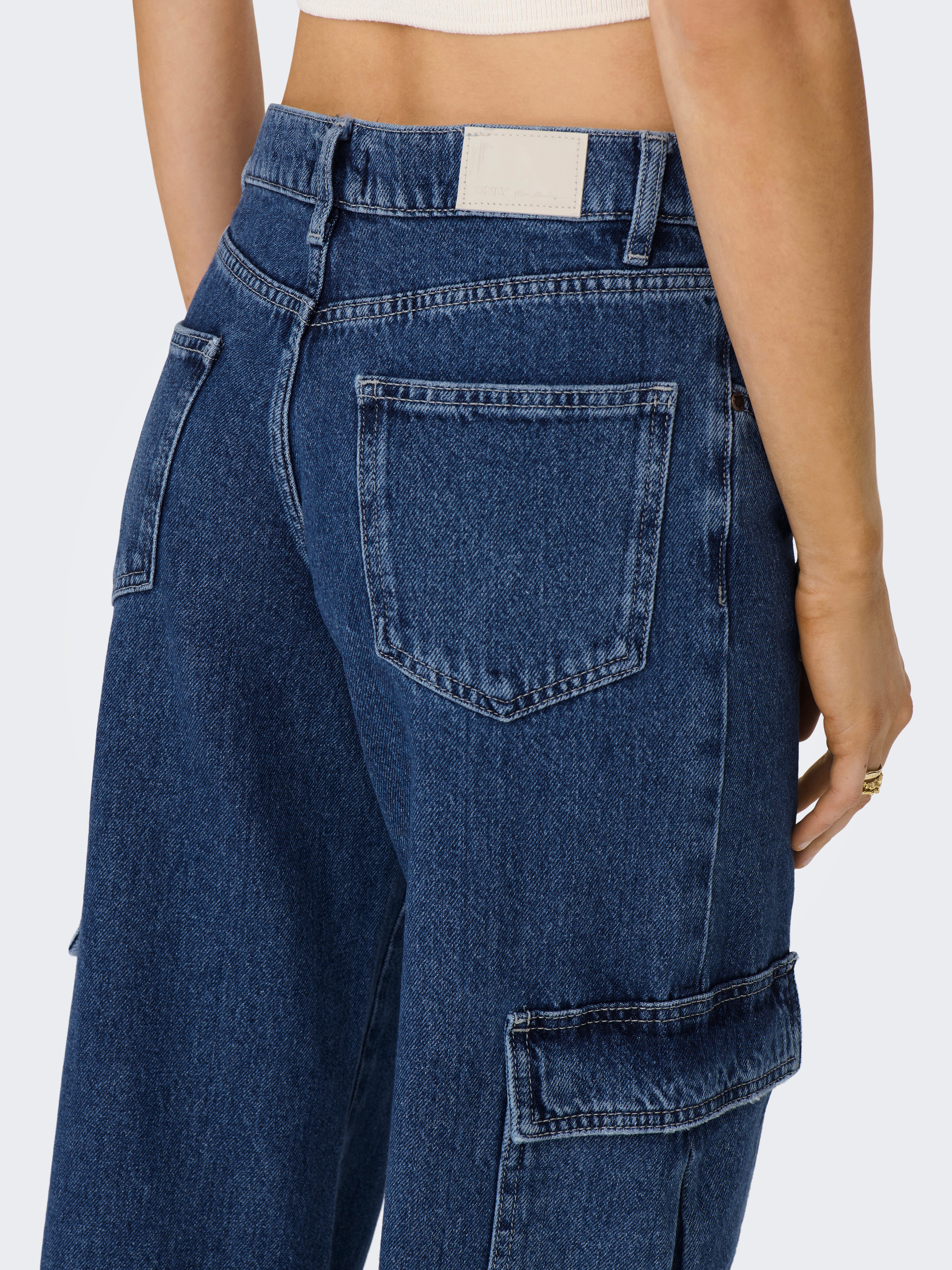 ONLHoney low waist wide leg cargo jeans | Dark Blue | ONLY®