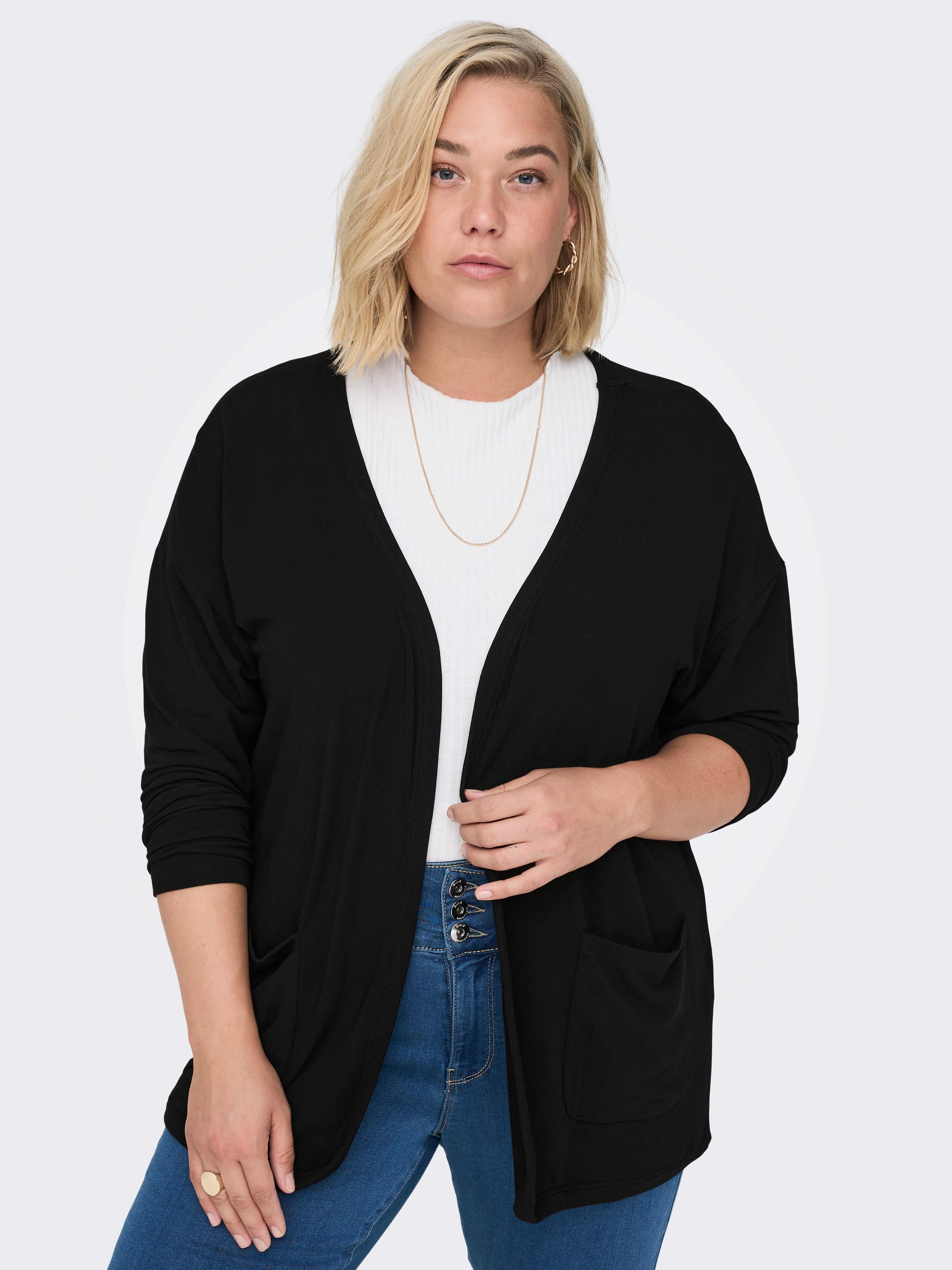 Curvy cardigan with pockets | Black | ONLY®
