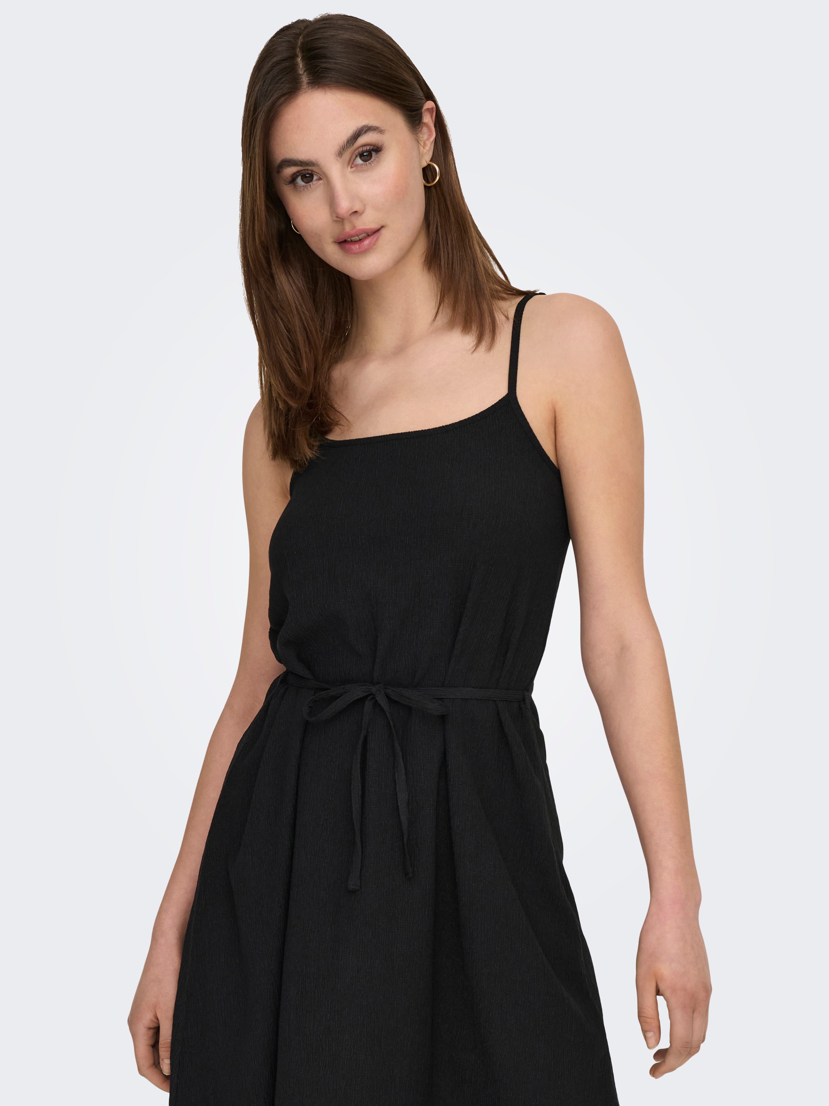 Robe courte Loose Fit Col carré | Noir | ONLY®