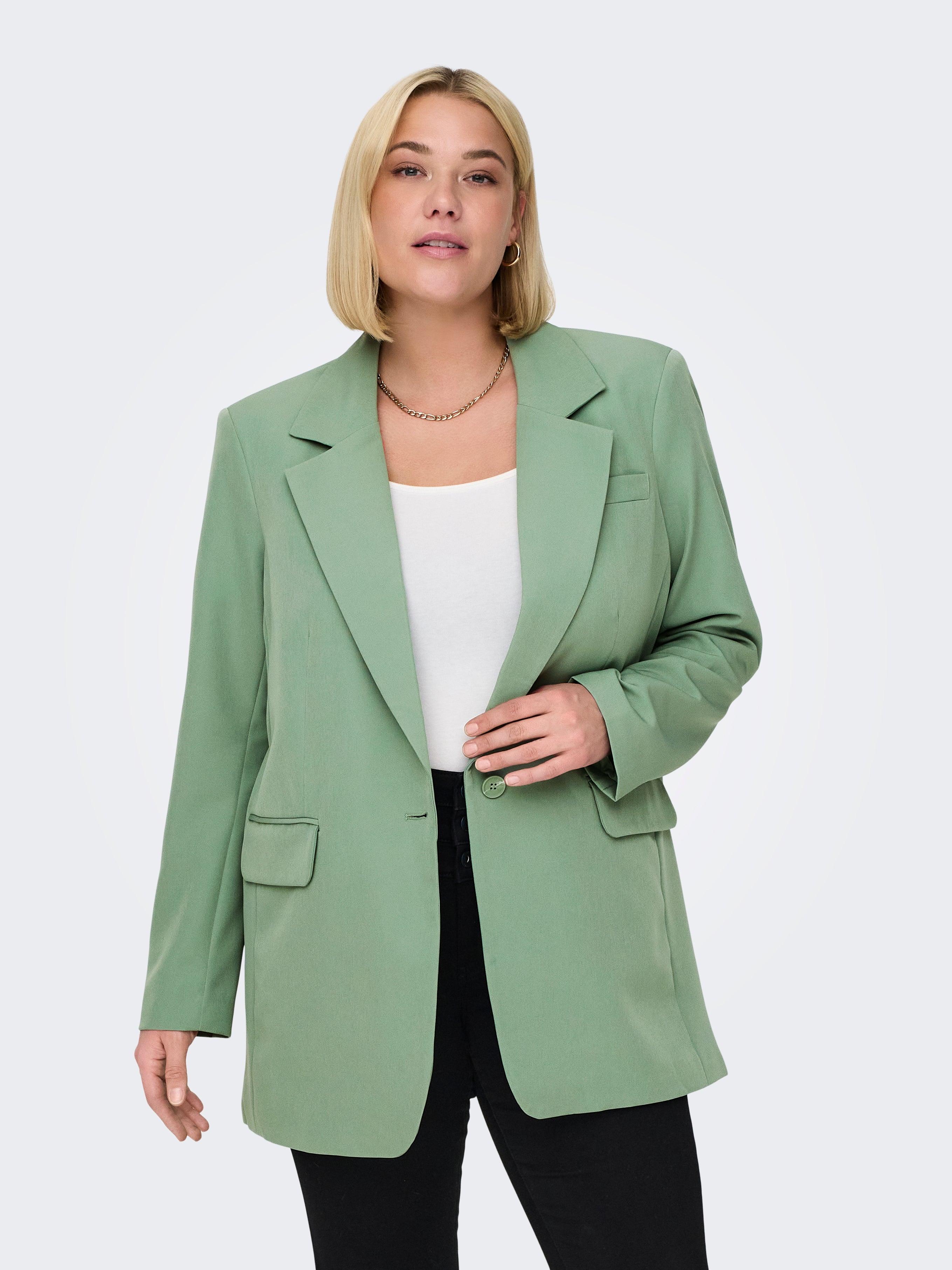 Locker geschnitten Fallendes Revers Curve Blazer | Dunkelgrün | ONLY®