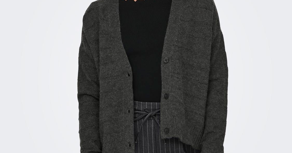 Cardigans en maille Col en V | Gris foncé | ONLY®