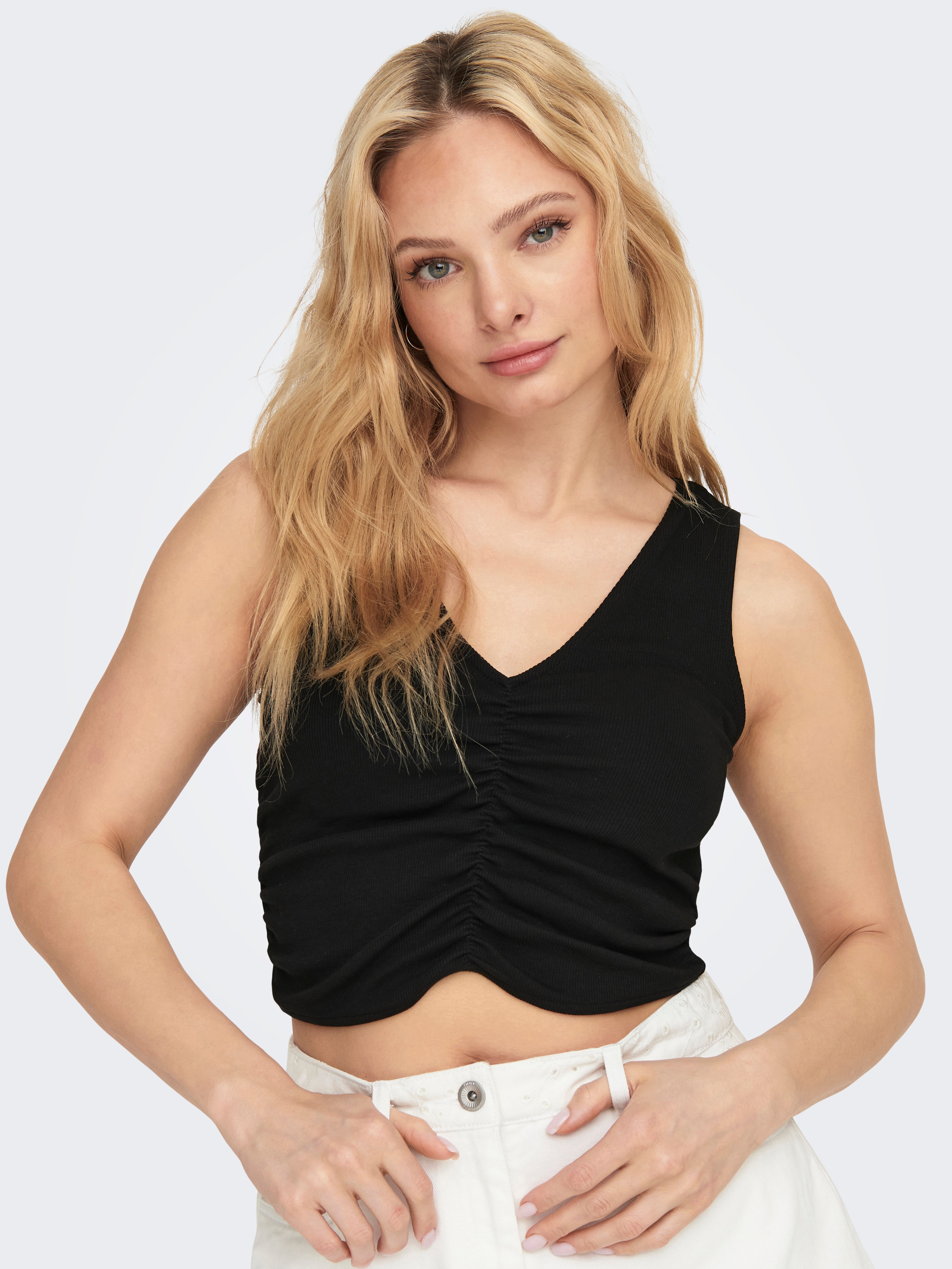 Tops Corte regular Cuello redondo | Negro | ONLY®