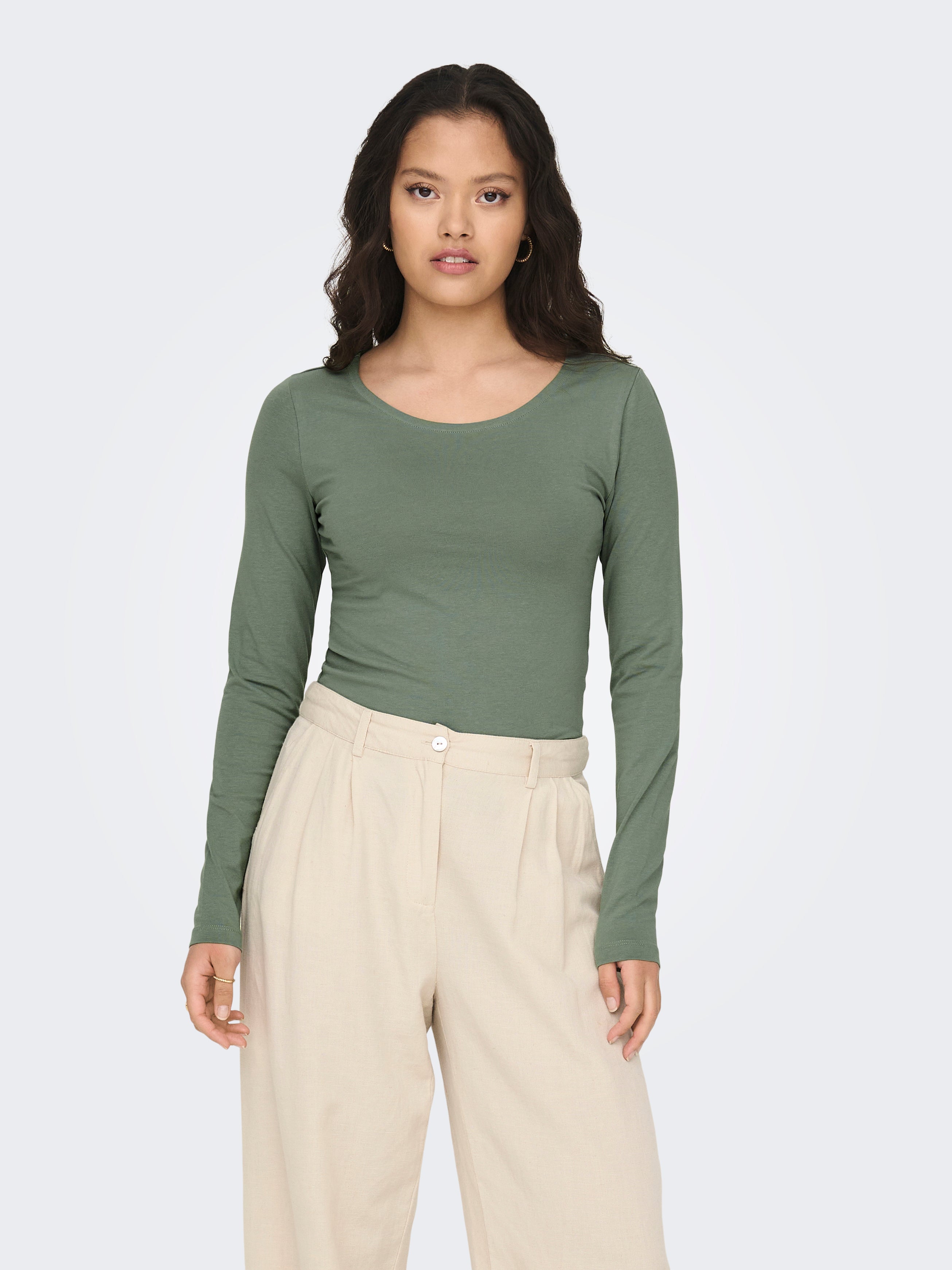 Tight fitted top | Medium Grey | ONLY®