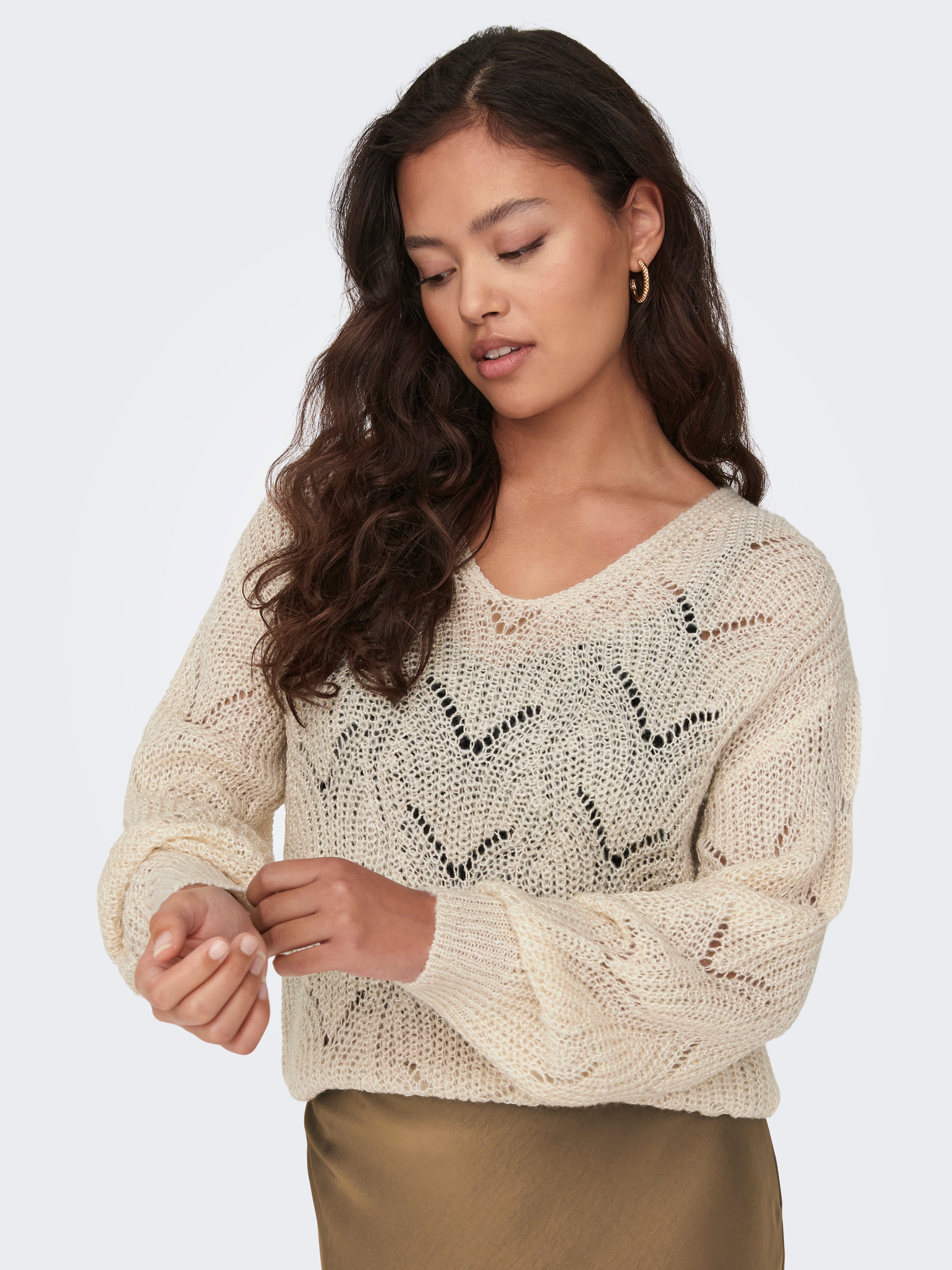 20% Rabatt auf V-Ausschnitt Tief angesetzte Schulter Pullover | ONLY®