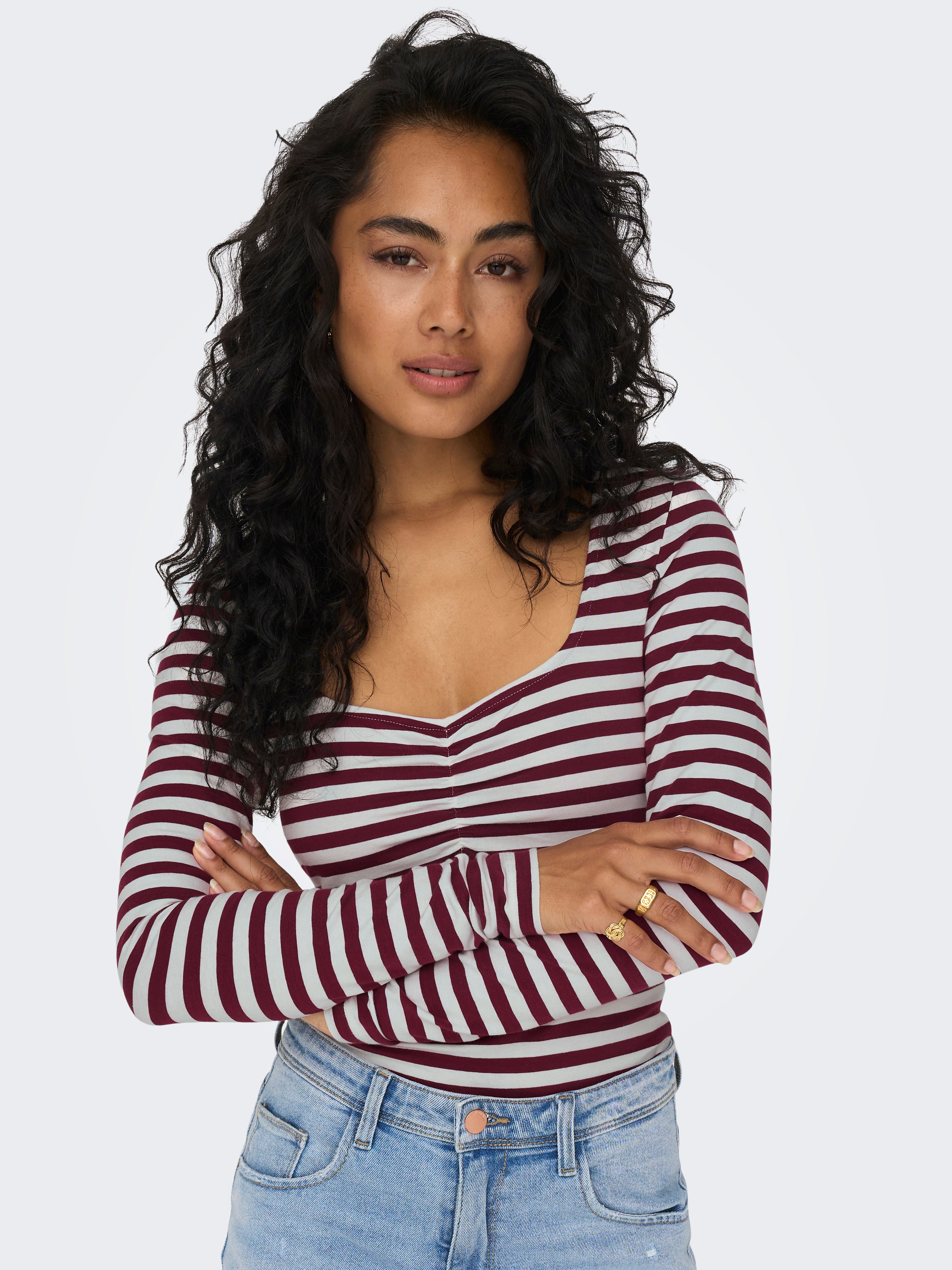 U-neck top | Dark Purple | ONLY®