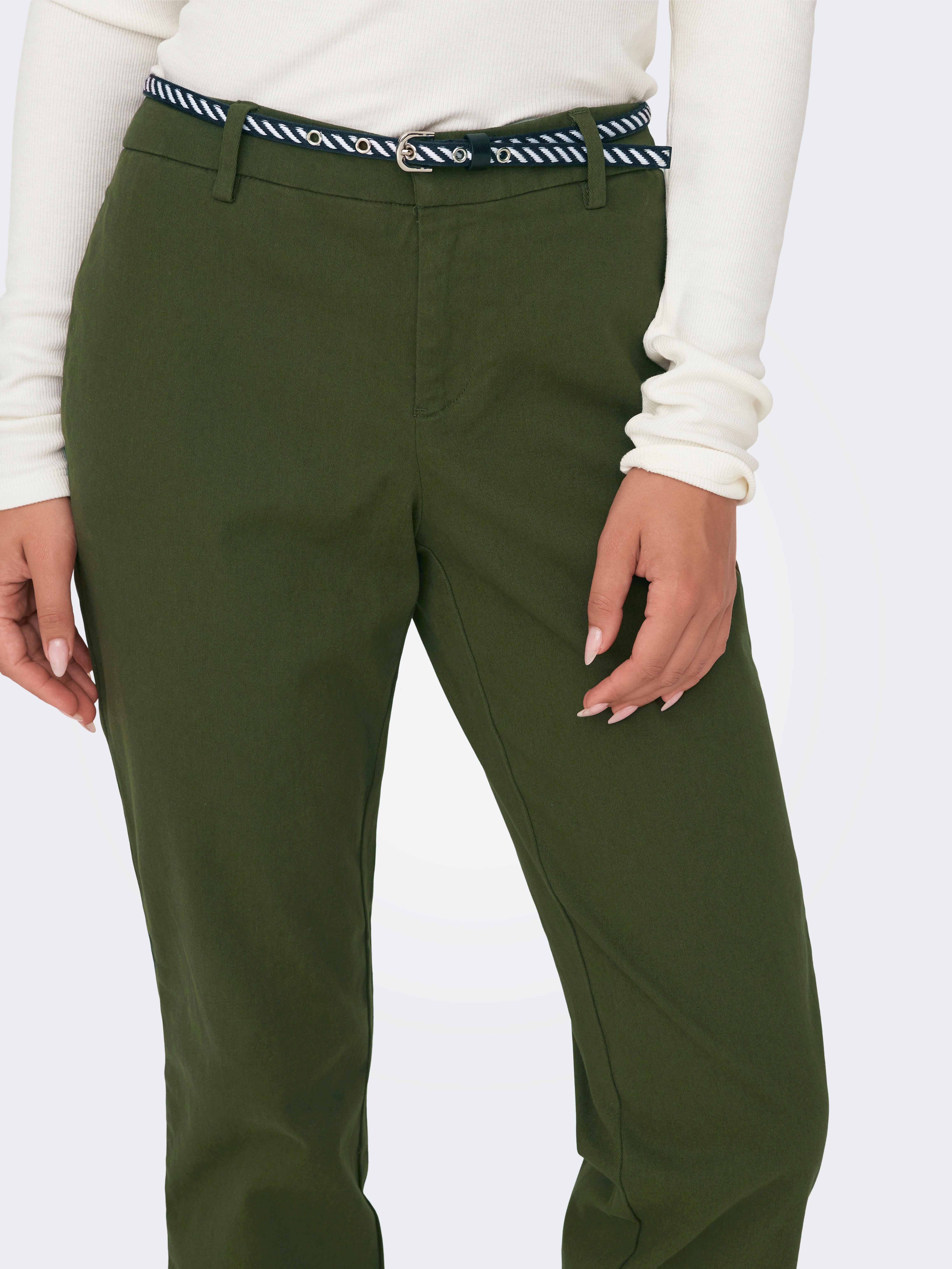 Slim Fit Middels høy midje Chinos | Mørk grønn | ONLY®