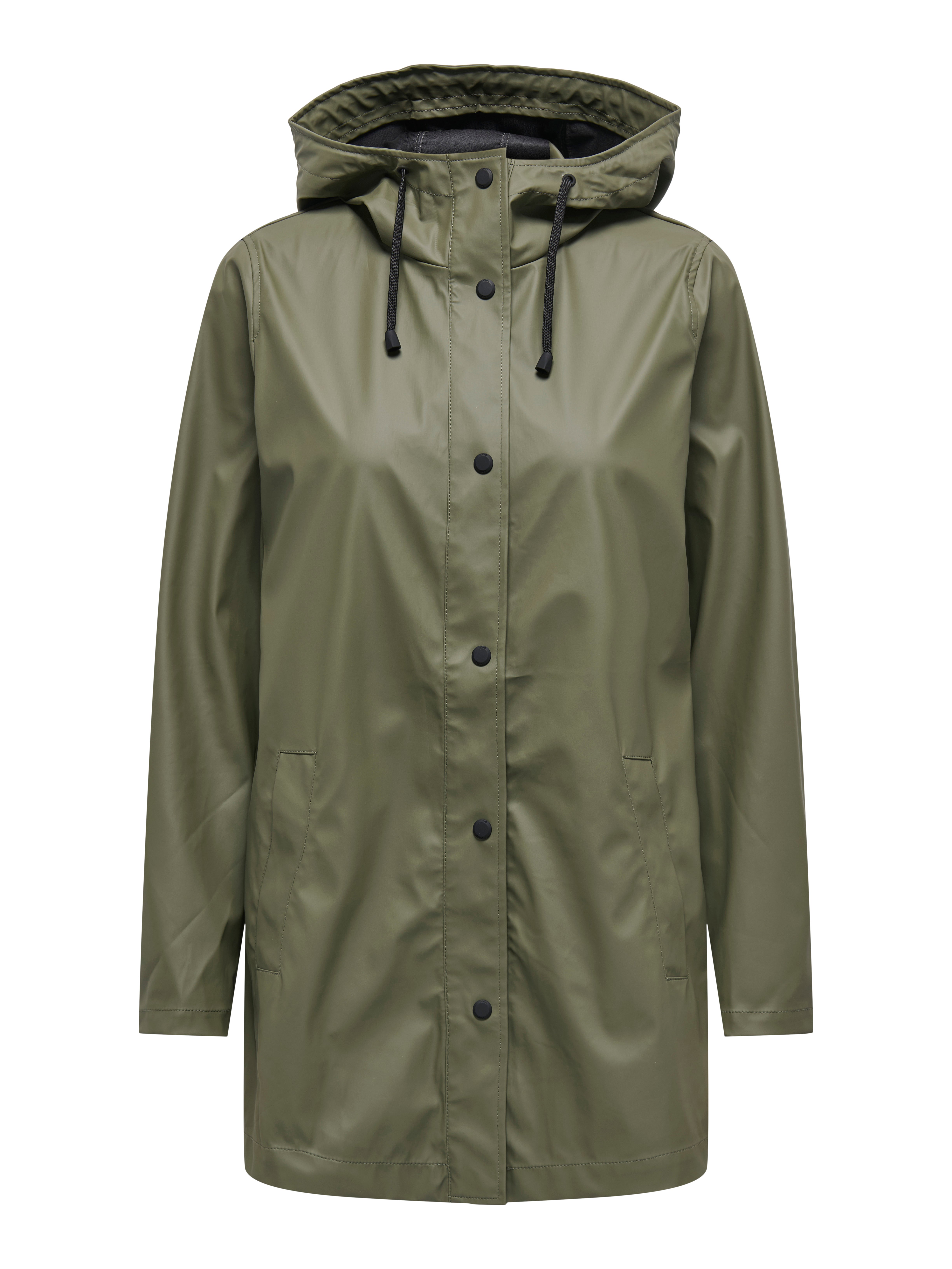 Long rain jacket with buttons | Medium Green | ONLY®