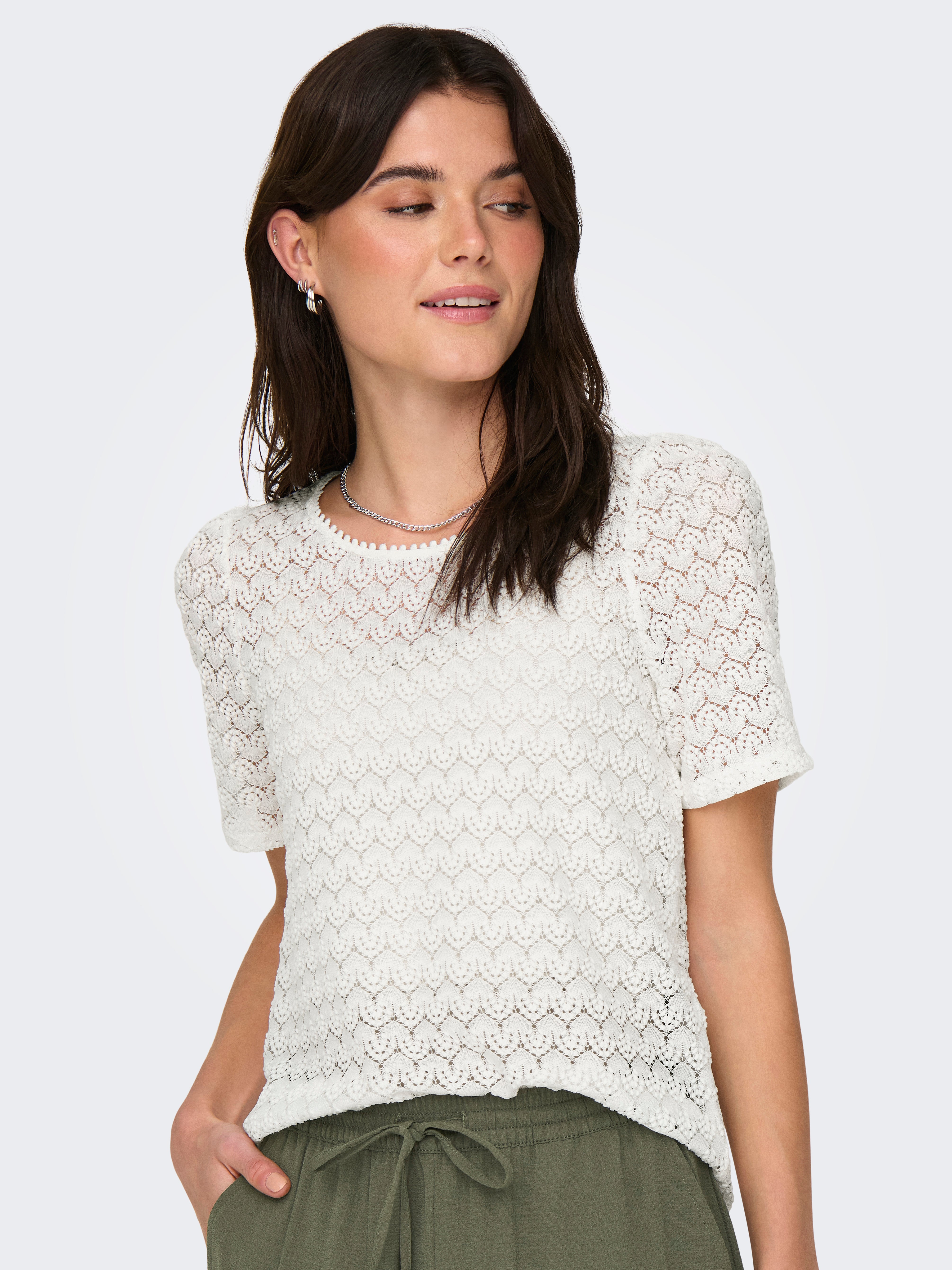 Tops Regular Fit Col rond | Blanc | ONLY®