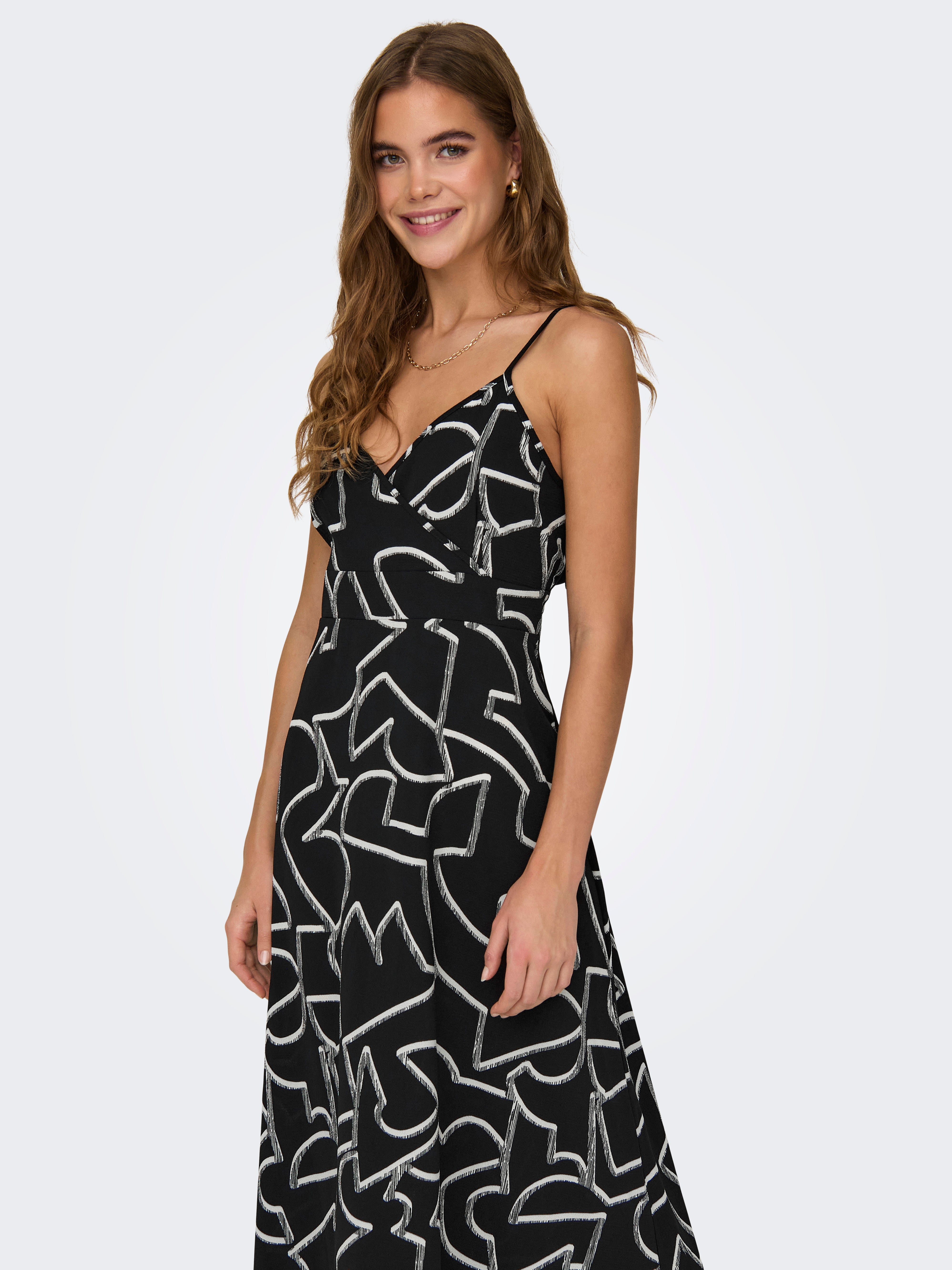 Robe longue Regular Fit Col en V | Black | ONLY®