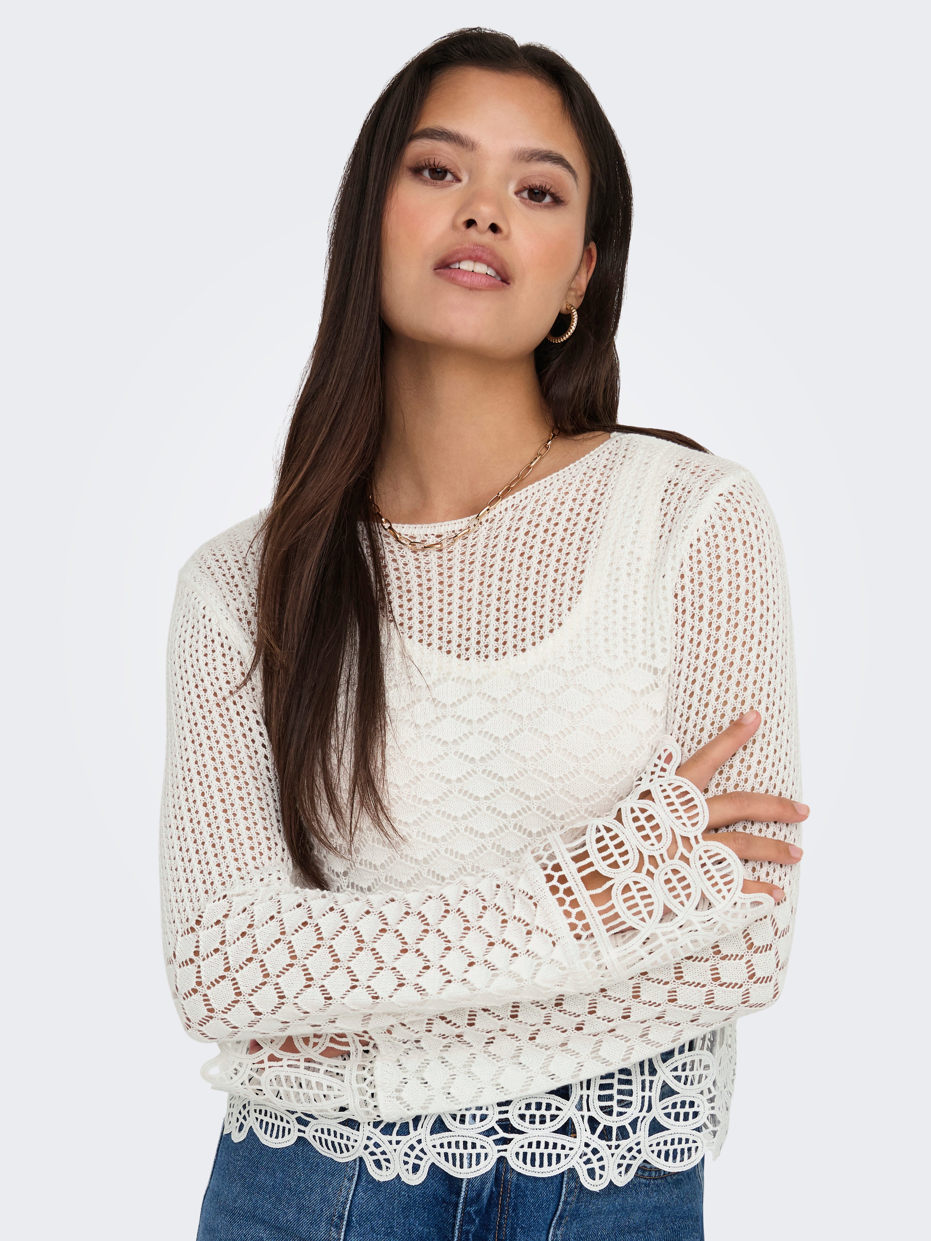 ONLADAH Knitted pullover | White | ONLY®