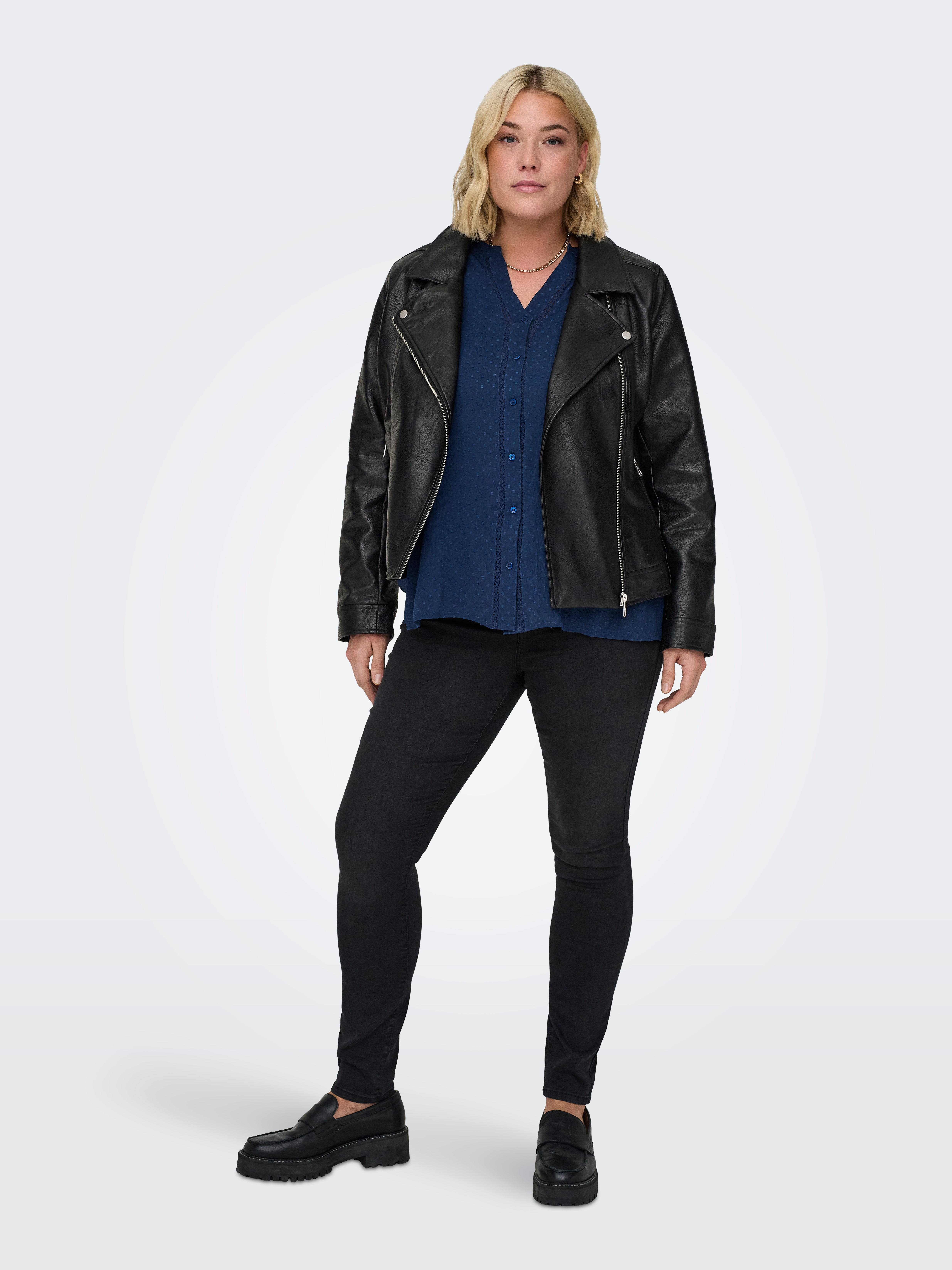 Curvy Faux leather biker jacket with 20% discount! | ONLY®