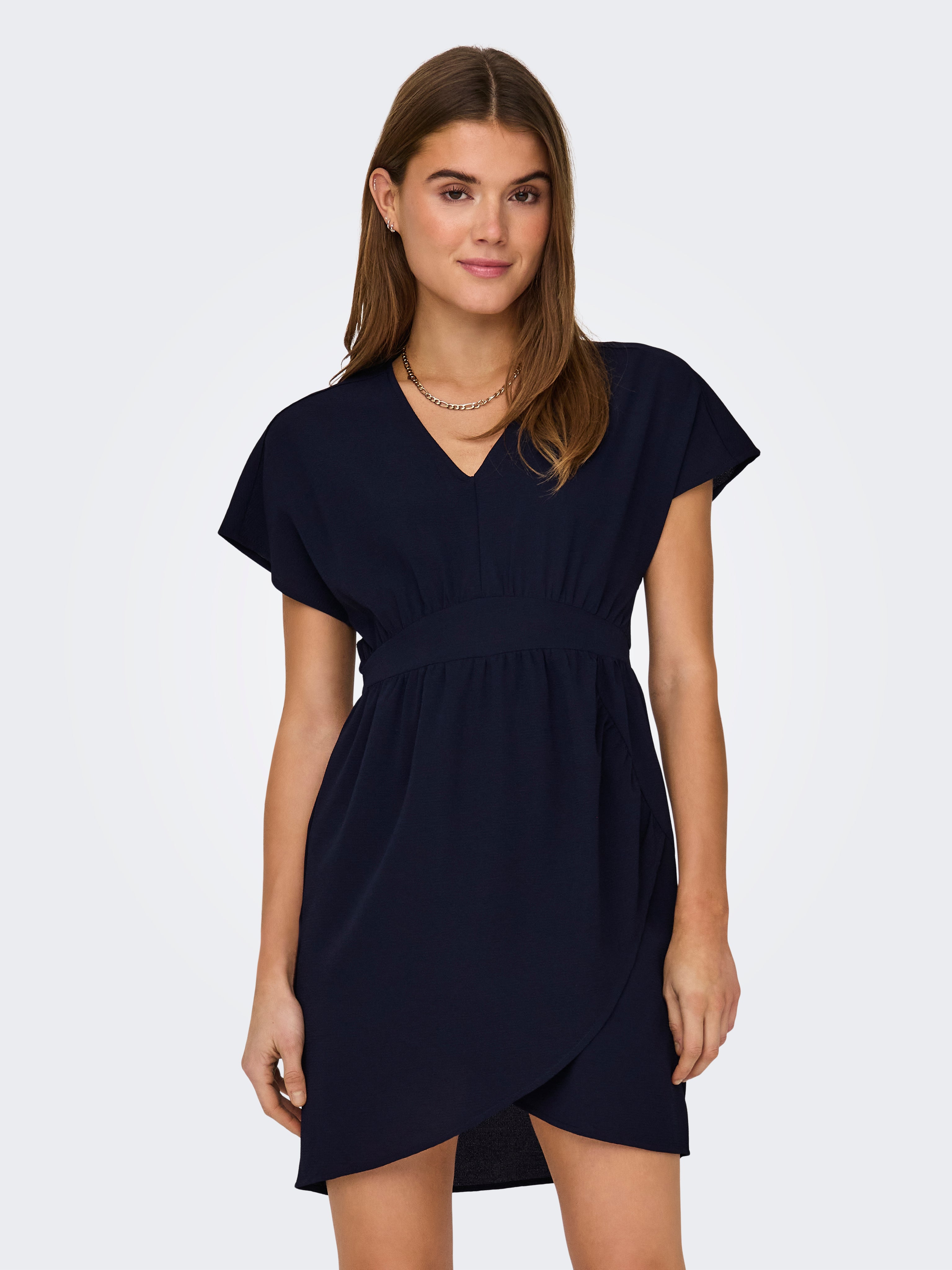 Robe courte Tight Fit Col en V | Bleu foncé | ONLY®