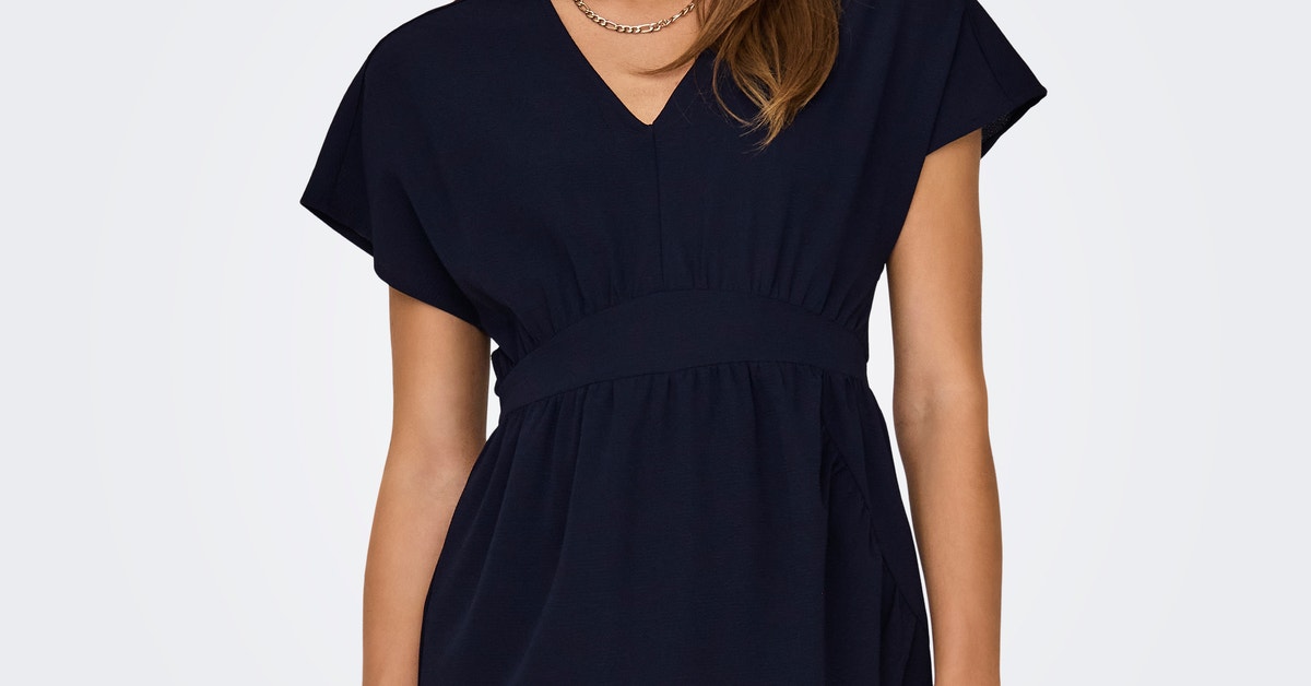 Robe courte Tight Fit Col en V | Bleu foncé | ONLY®