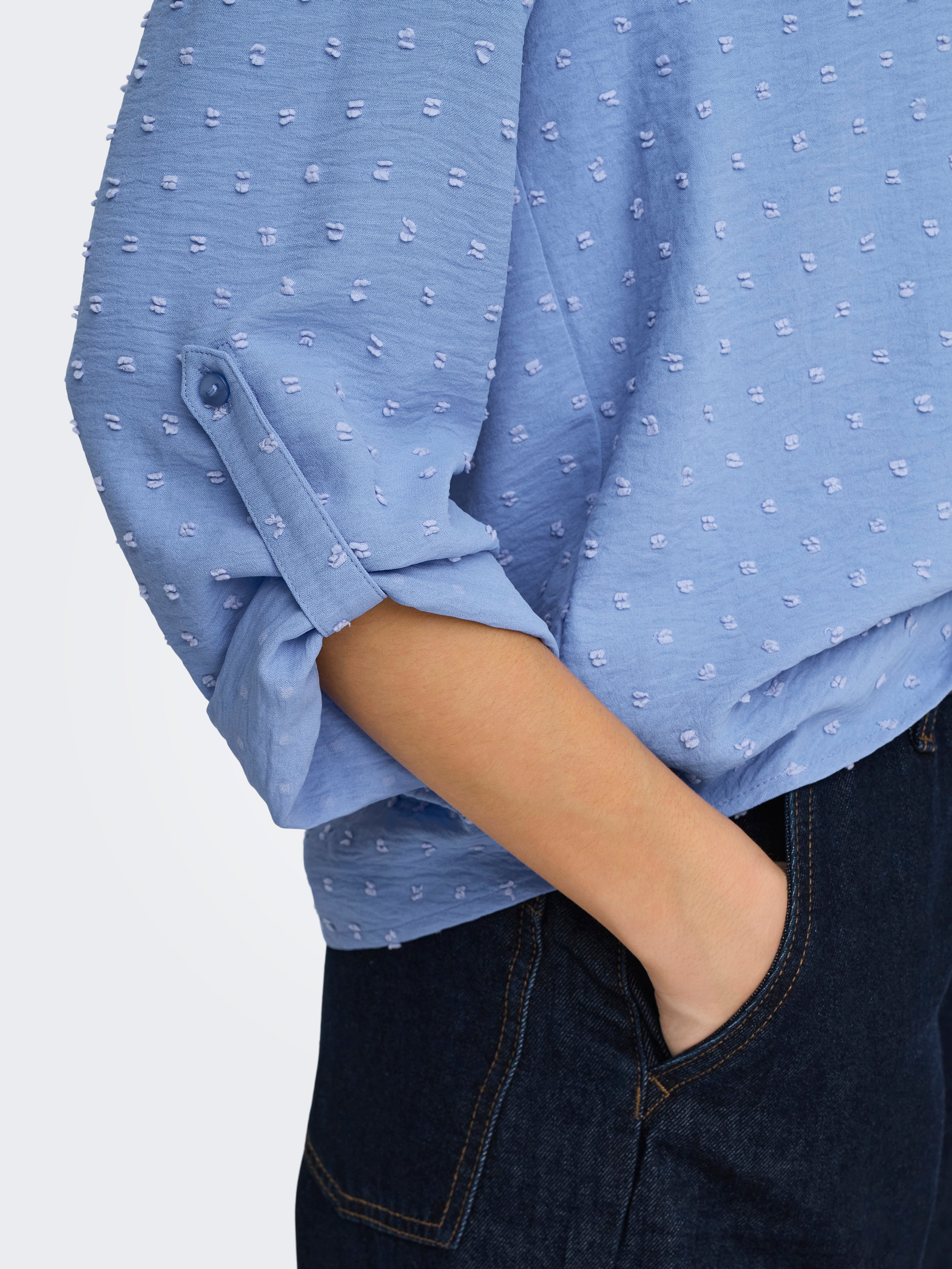 Top with fold-up cuffs | Medium Blue | ONLY®