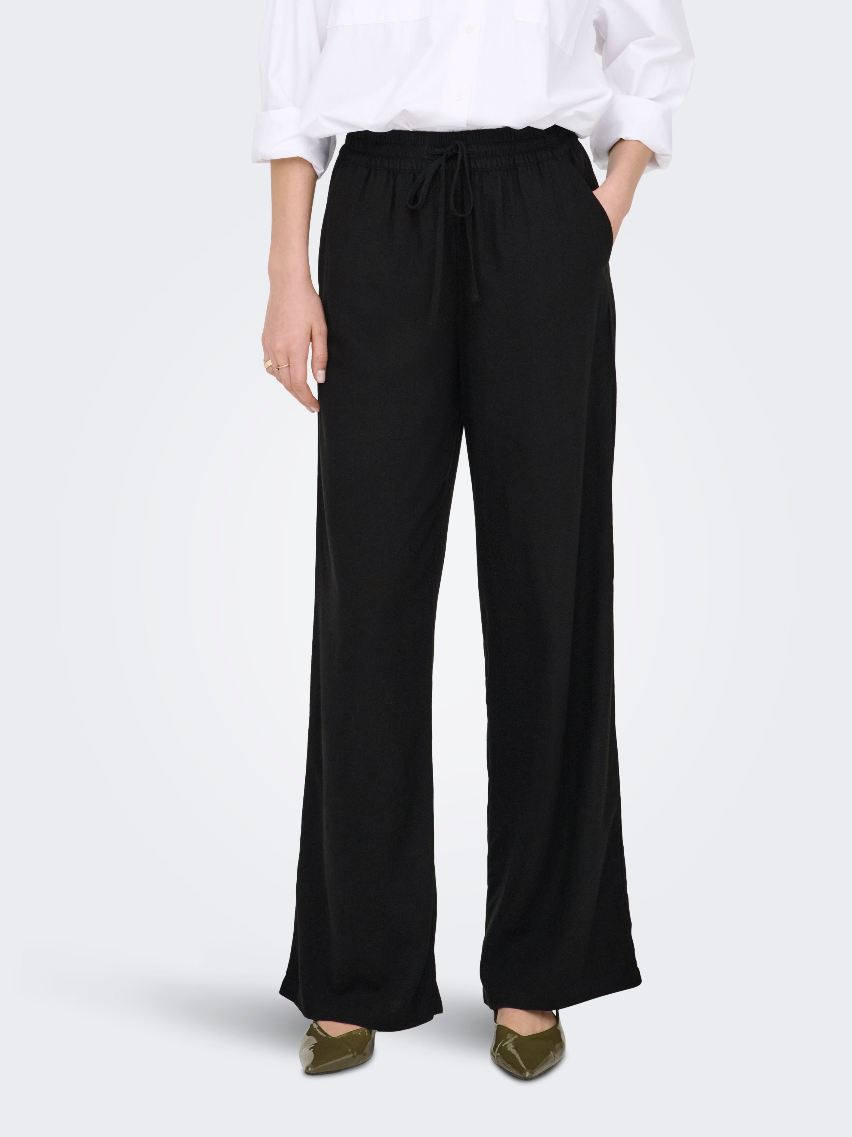 JDYSAY High waist Loose Fit Trousers | Black | ONLY®