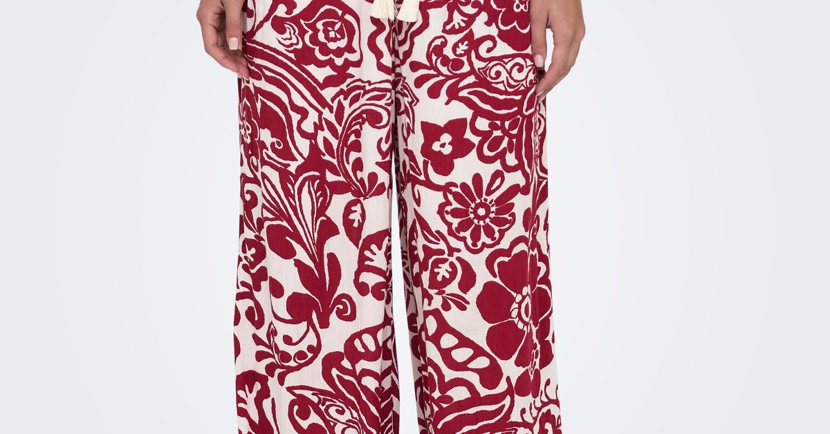 JDYBREE Wide leg fit Broek met wijde pijpen | Donkerrood | ONLY®