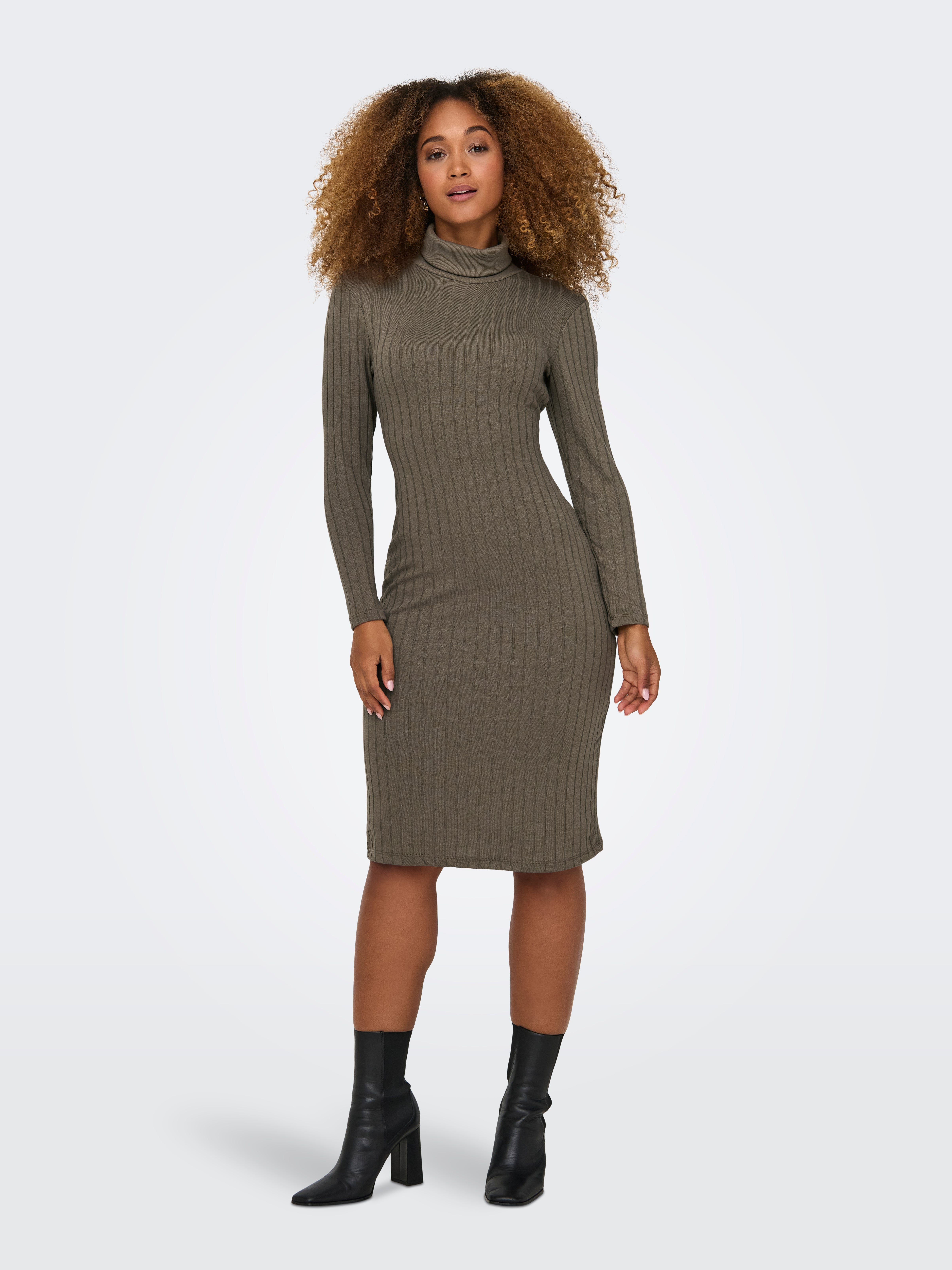 Robe midi Regular Fit Col tortue | Medium Grey | ONLY®