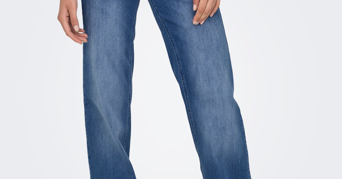 ONLBLUSH Middels høy midje Straight Fit Jeans | Medium blå | ONLY®