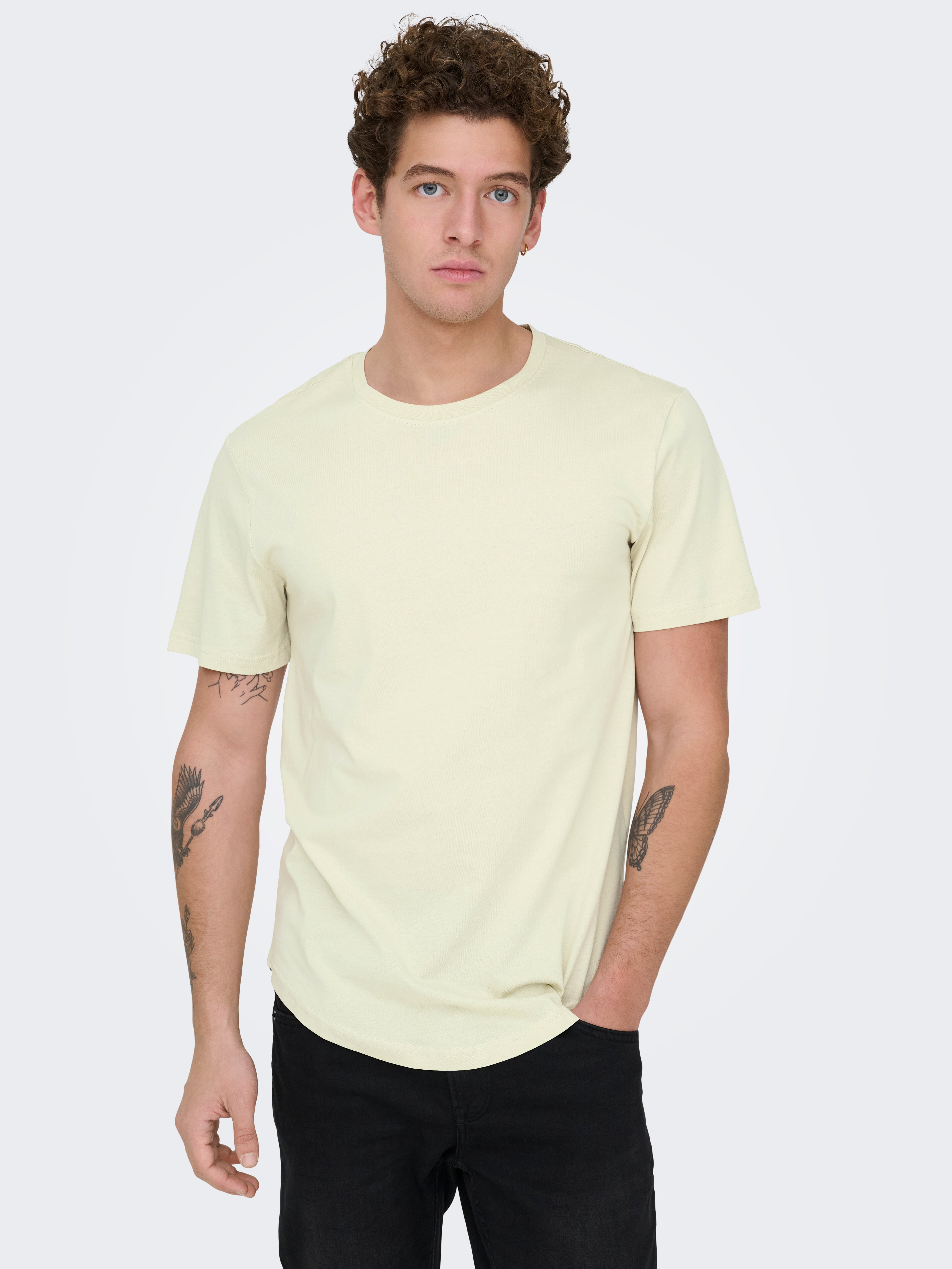 Camisetas Corte long line Cuello redondo | Gris intermedio | ONLY & SONS®