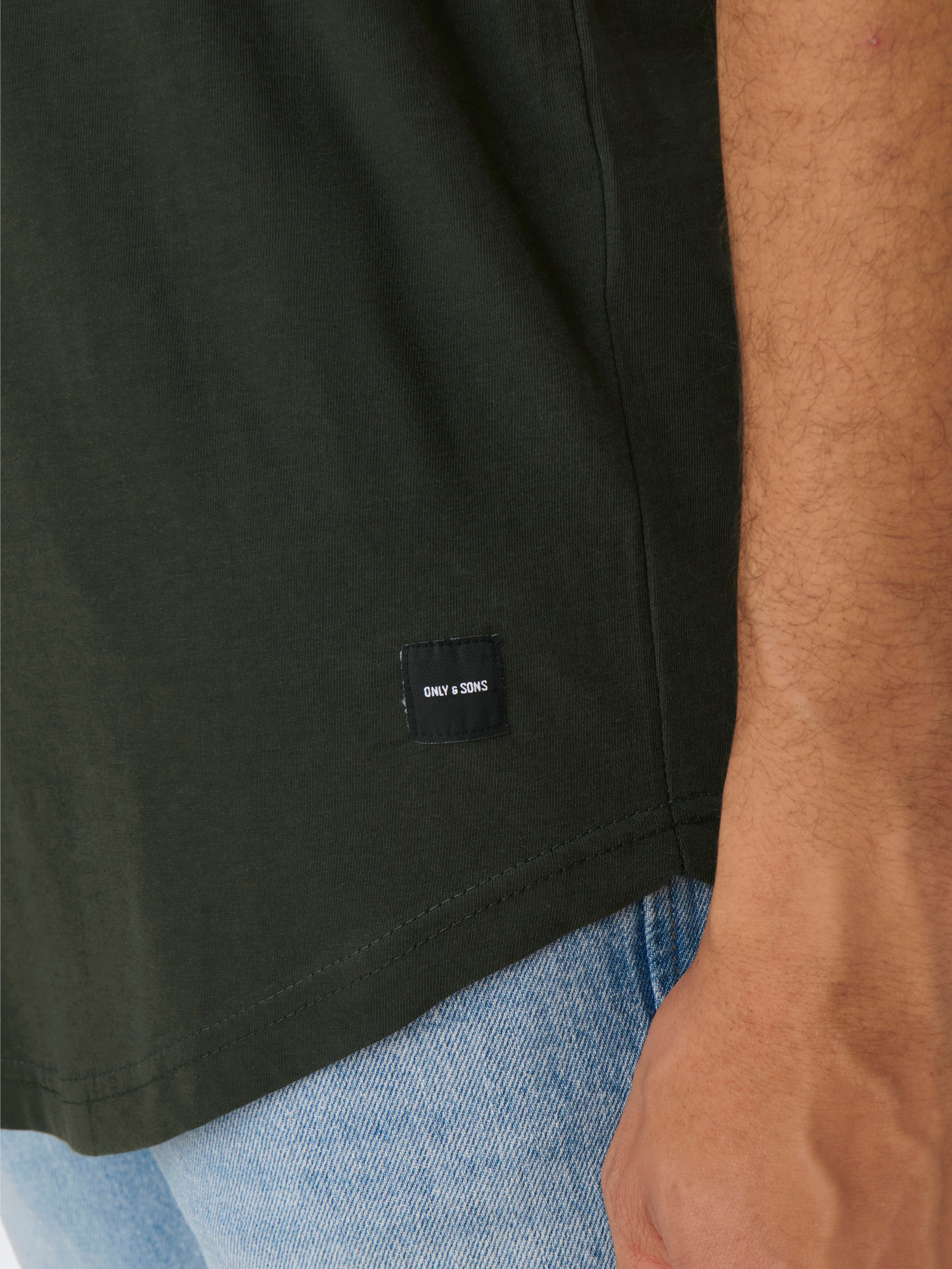 Long o-neck t-shirt | Dark Green | ONLY & SONS®