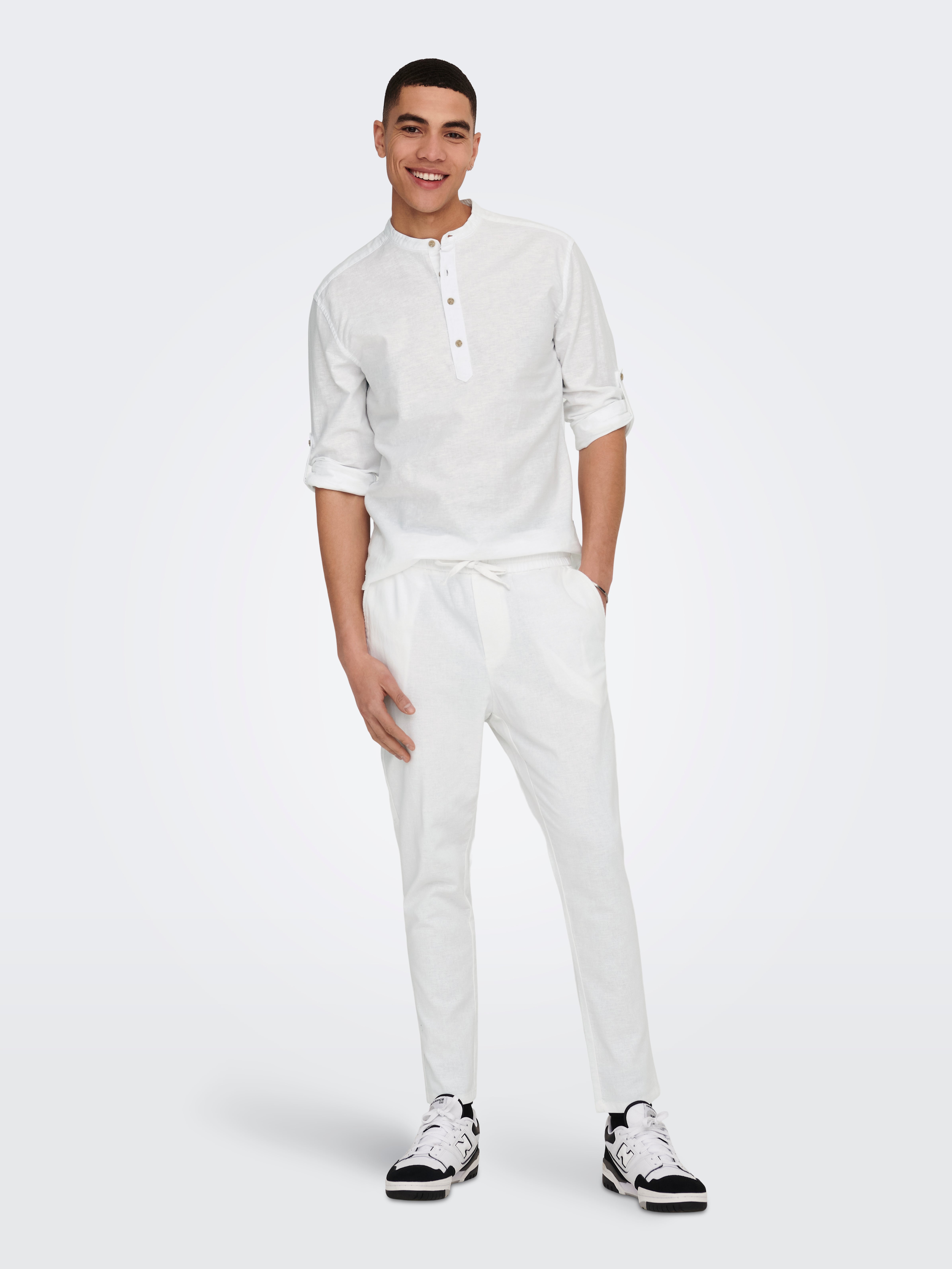Slim Fit China Collar Shirt | White | ONLY & SONS®