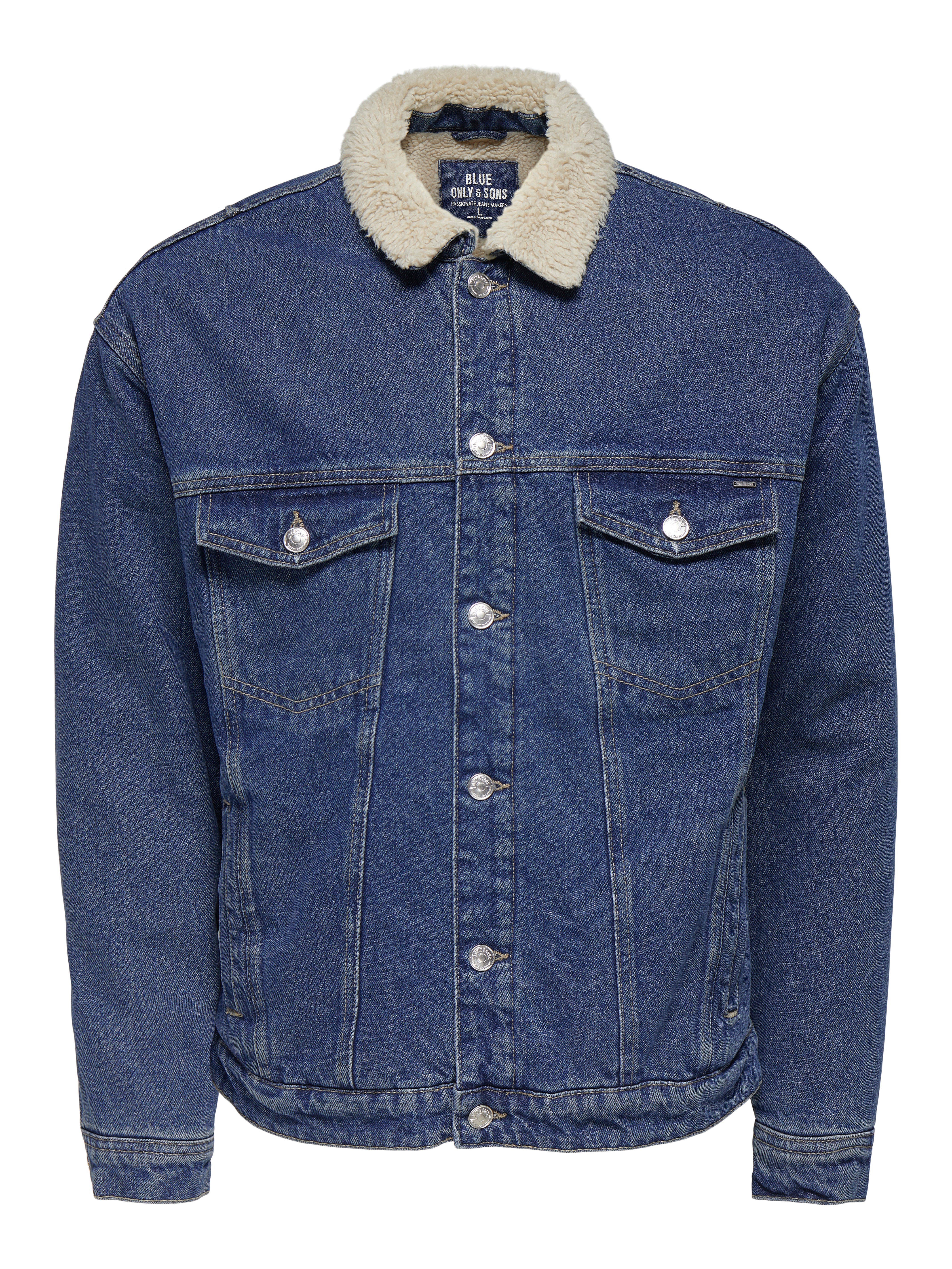 Denim jacket with teddy lining | Medium Blue | ONLY & SONS®