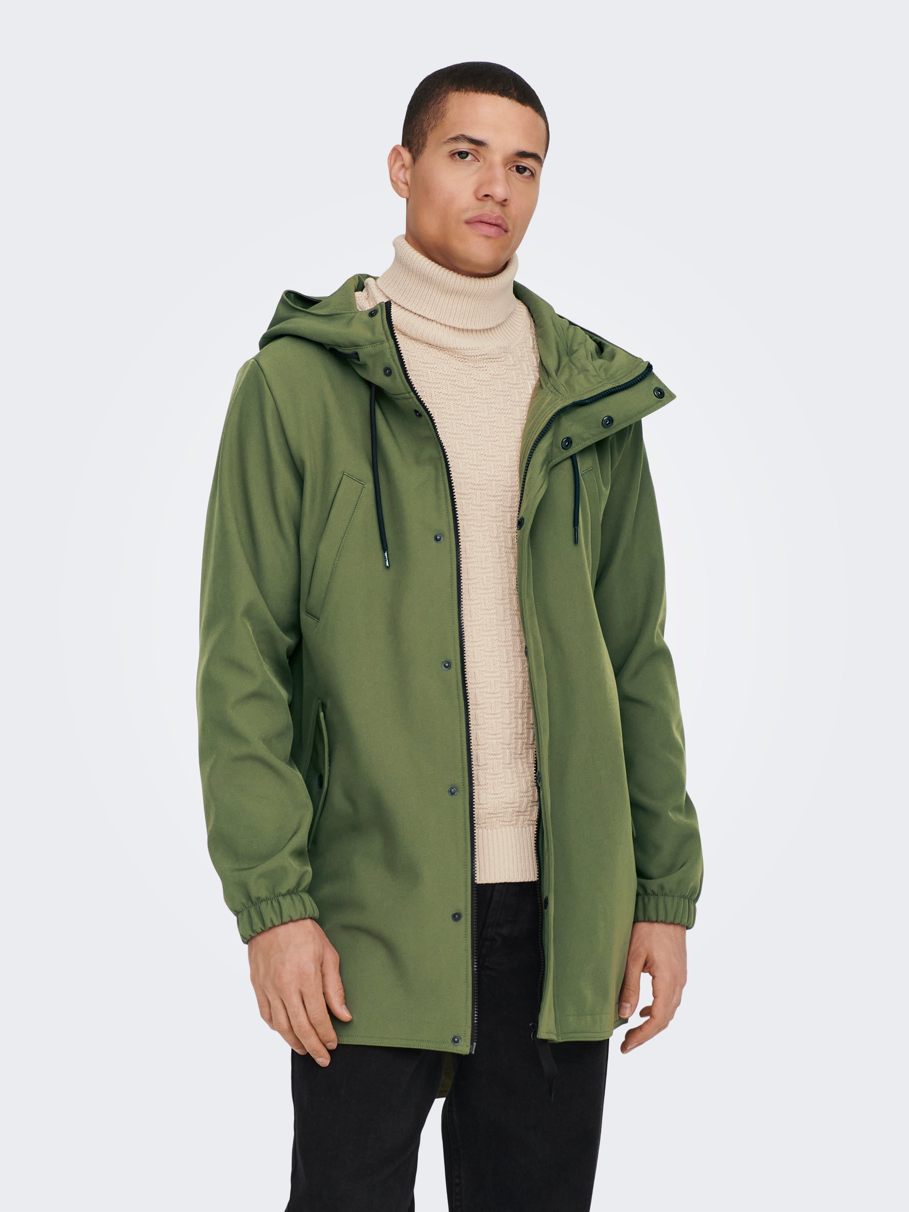 Long softshell jacket | Dark Green | ONLY & SONS®
