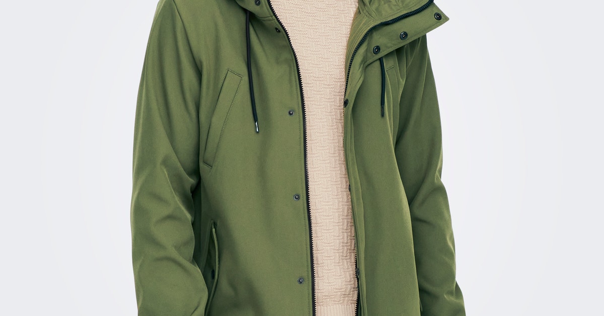 Long softshell jacket | Dark Green | ONLY & SONS®