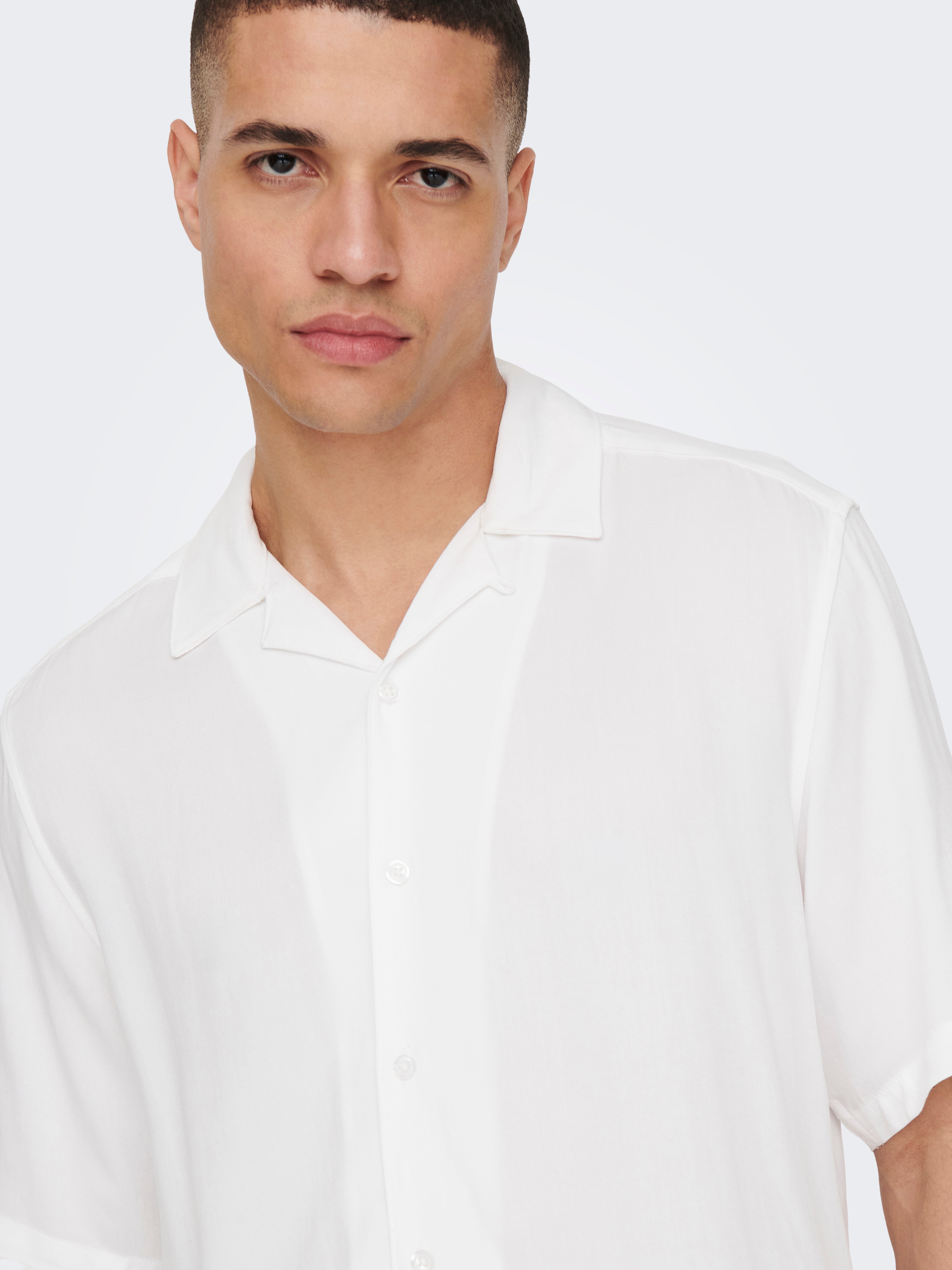 Chemises Regular Fit Col resort | Blanc | ONLY & SONS®