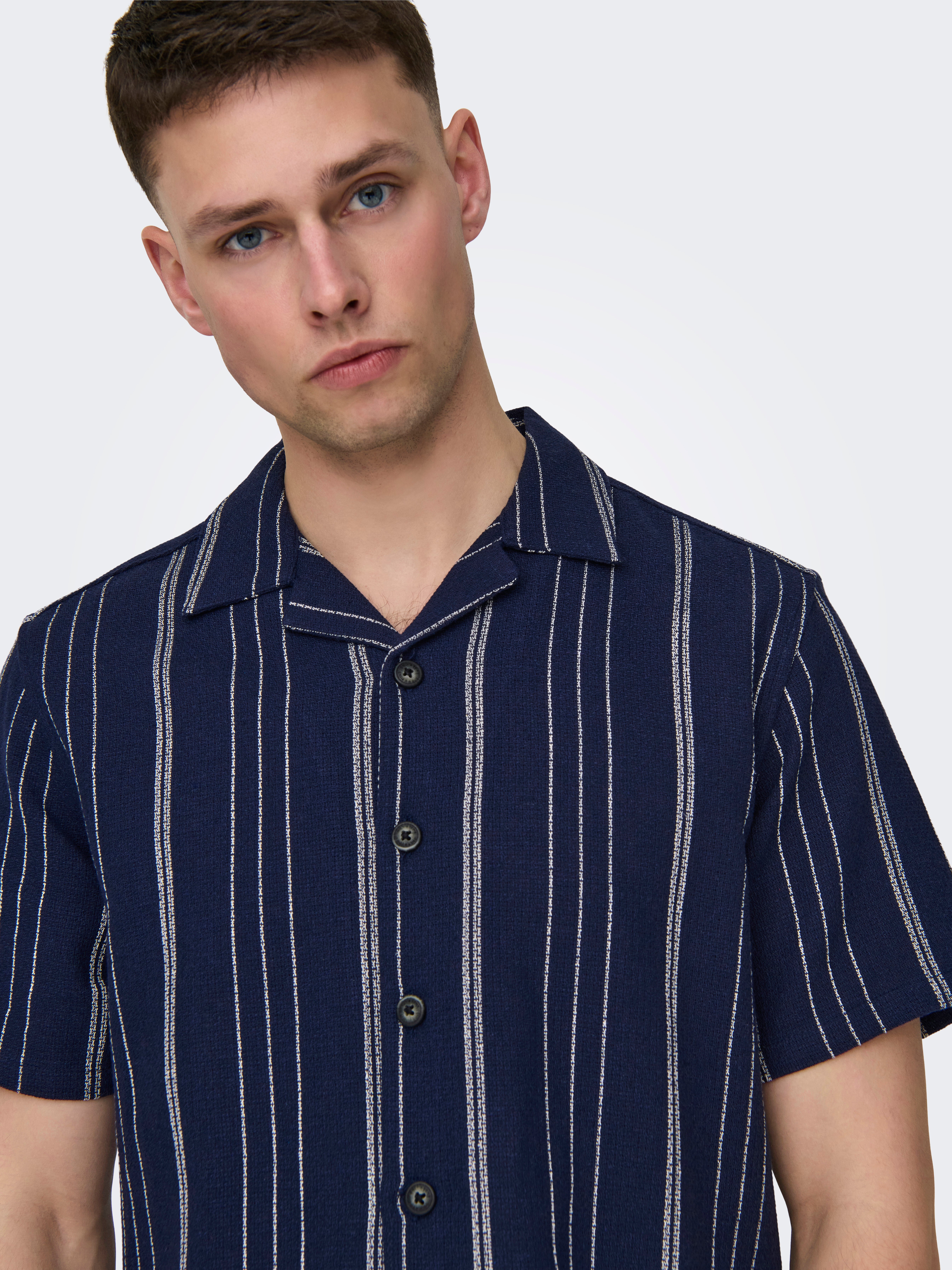 Regular Fit Resort collar Shirt | Dark Blue | ONLY & SONS®